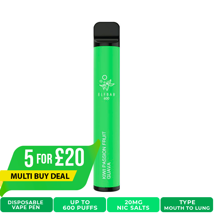 Elf Bar 600 – Kiwi Passion Fruit Guava – ECIGS2U.COM – Local Vape Delivery in Warrington